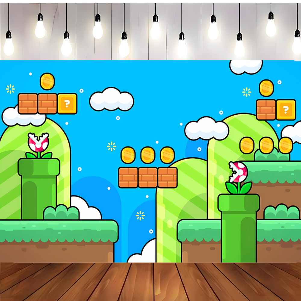 Super mario Bros backdrop Cartoon Backdrop Game on Theme Photography ...