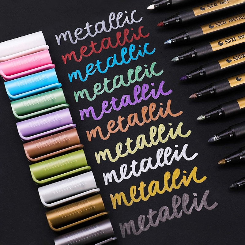 10 Colors Metallic Marker Pens Water-based Ink Highlighters Graffiti ...
