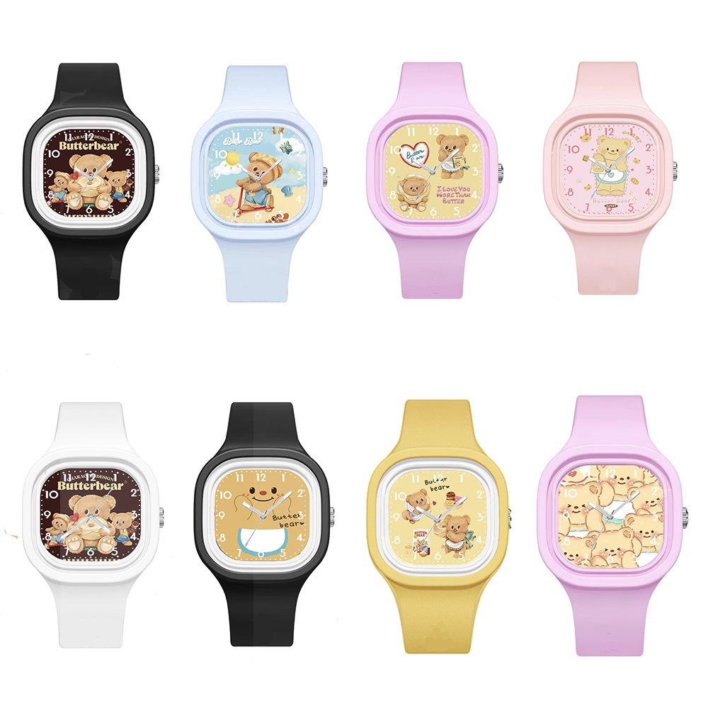 Cartoon Butter Bear Watch Cute Kids Silicone Strap Quartz Watch ...