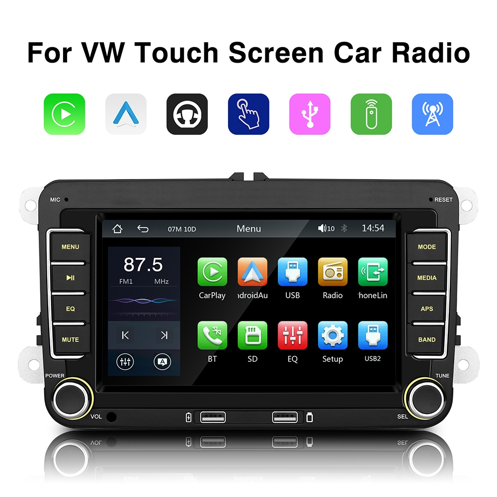 VW 7-inch Universal Car Stereo CarPlay Head Unit Bluetooth FM Radio GPS ...