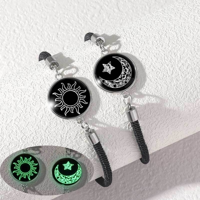 JUSHI Sun and Moon Lovers Time Gemstone Luminous Couple Bracelet ...