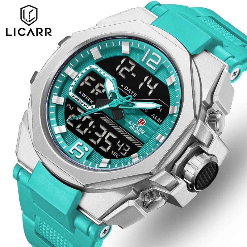 LICARR Top Brand Watch Dual Display Original Waterproof Sports Men's ...
