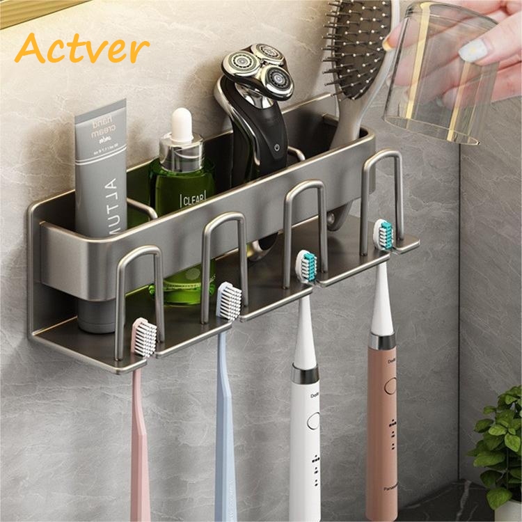 Actver Toothbrush Holder Wall Bathroom Rack Shelf Organizer Toothbrush ...