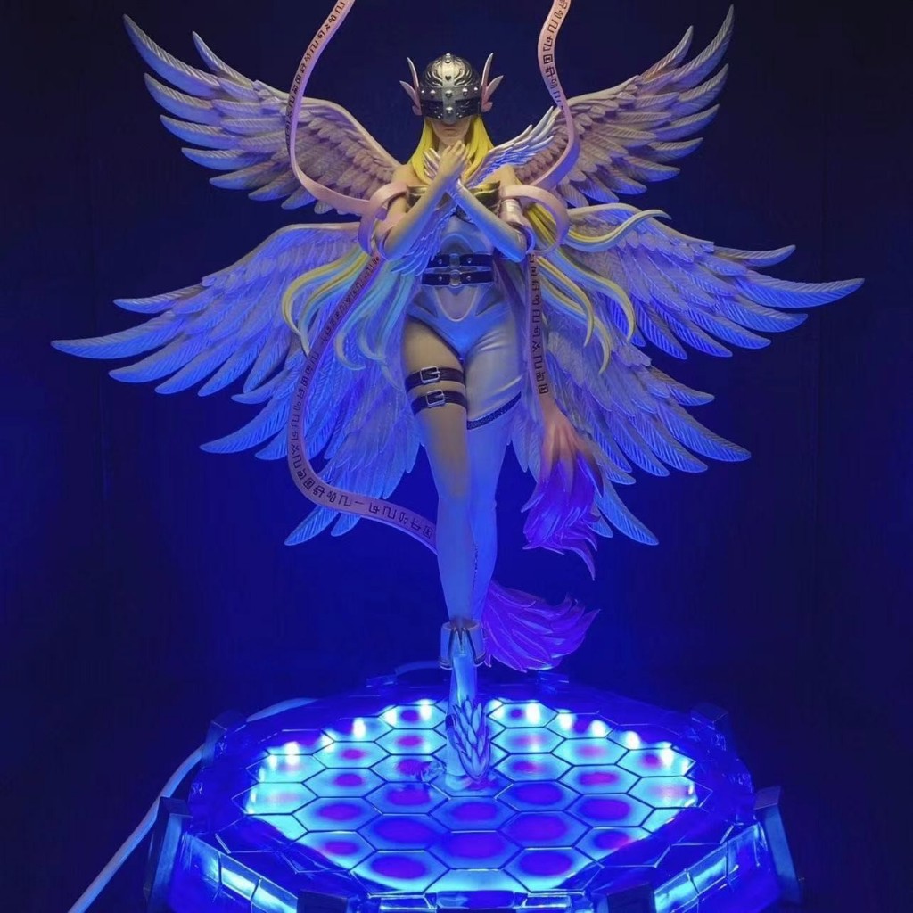 28cm Anime Digimon Adventure Figures Angewomon Angemon LED Action ...