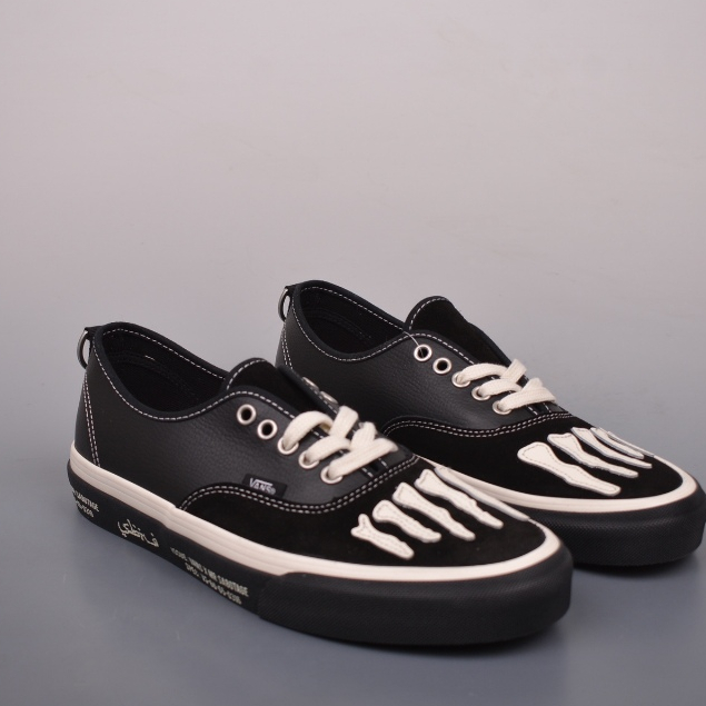 Sbtg x Vans Authentic Black White Toe Bone Low-Top Casual Sneakers ...