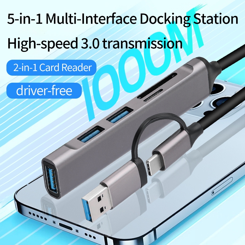 5 in 1 Docking Station Multi-Interface USB3.0 & Type-C 2 in 1 Card ...