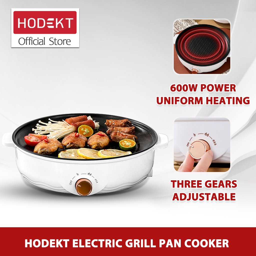 HODEKT Multifunctional Electric Grill Pan Cooker 26cm 600W Non-Stick ...