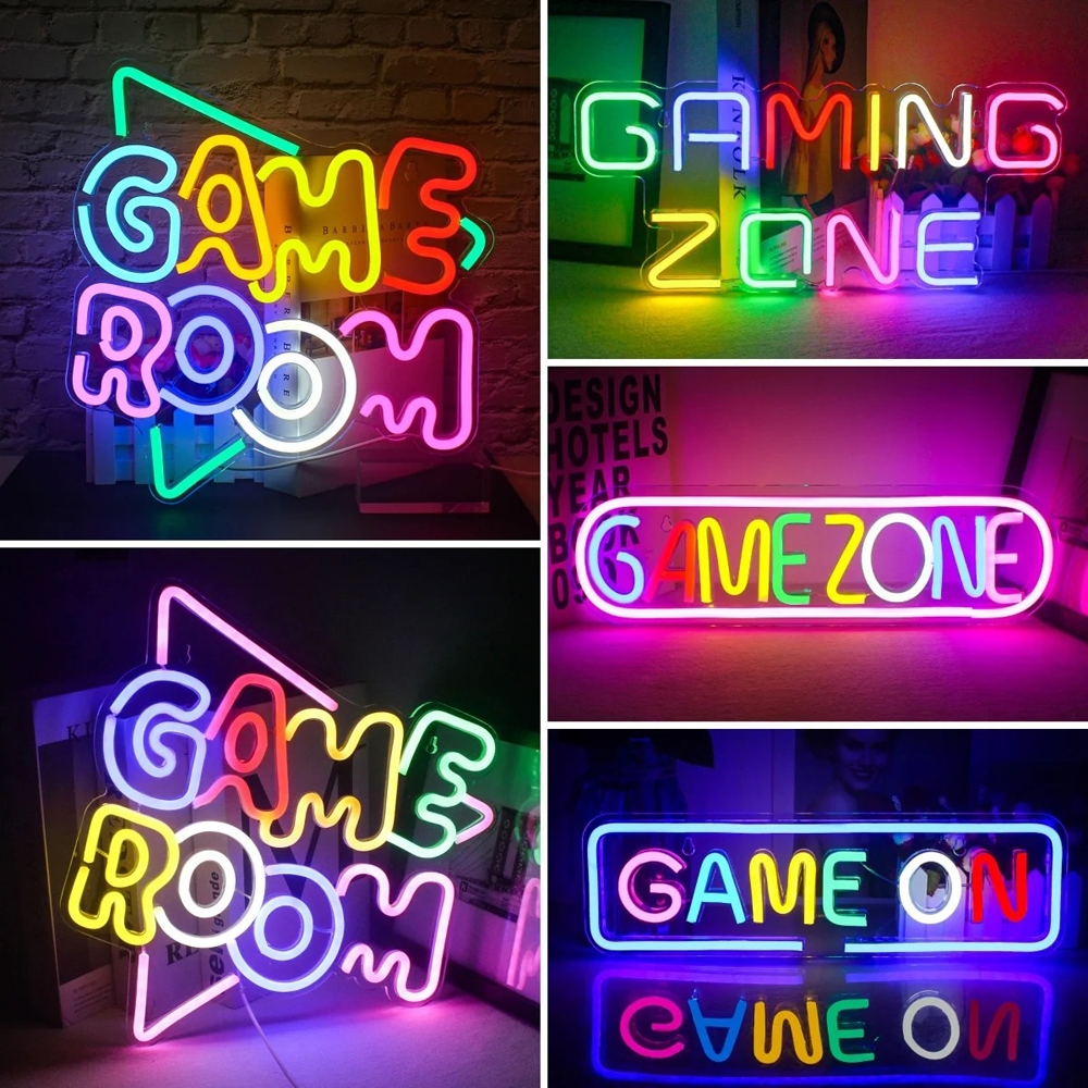Game Room Neon Signs For Wall Decor USB Powered Colorful Neon LED ...