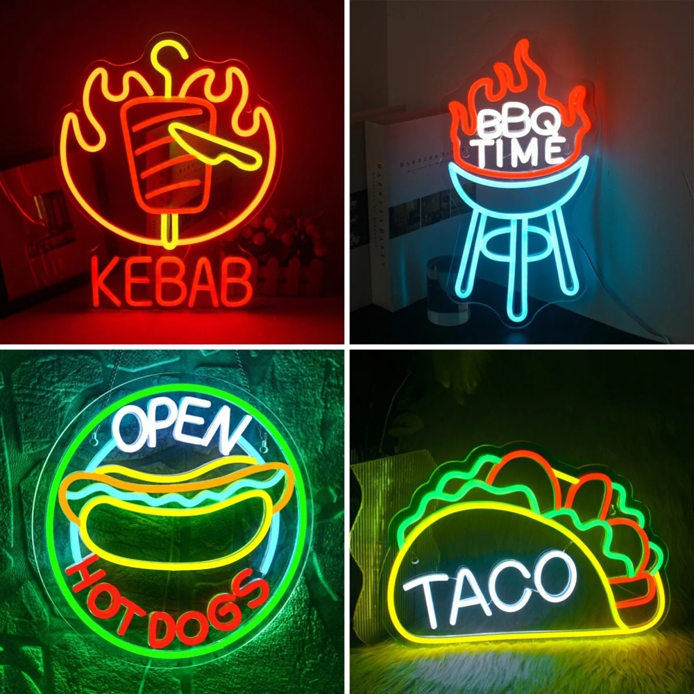 BBQ Kebab Neon Led Sign USB Powered Neon Lights Taco Nachos Food Logo ...