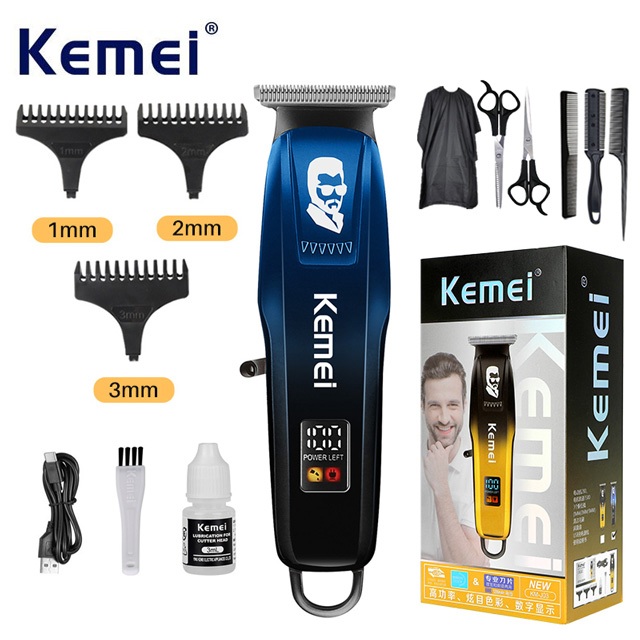 mesin rambut Kemei Electric Mini Hair Trimmer Led Display Cordless Hair ...
