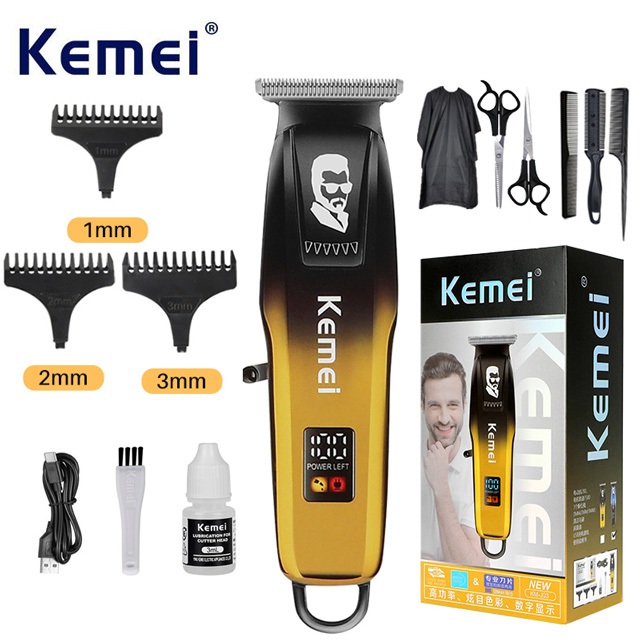 Kemei Professional Cordless Hair Trimmer Bald Head Hair Cutting Machine USB Rechargeable ...