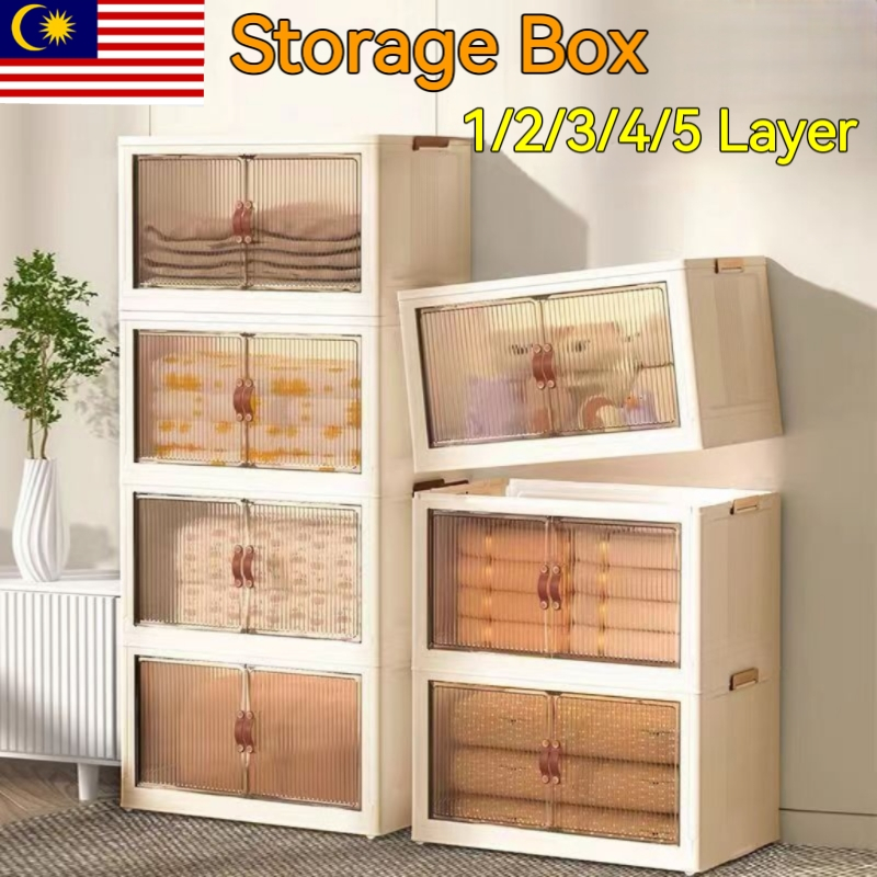Storage Box (1-5 Layers) Foldable Multipurpose Stackable Storage ...