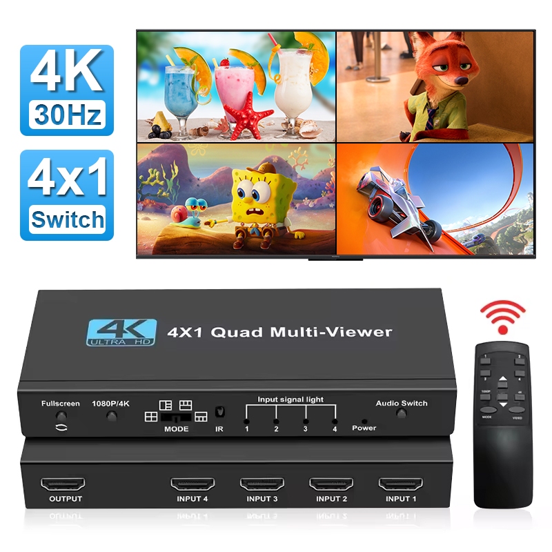 4K HDMI Quad Multi-viewer 4x1 HDMI Screen Segmentation Multi Screen ...
