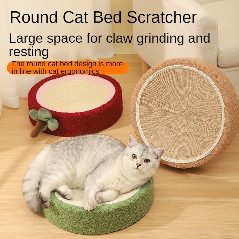 Round Cat Bed Scratcher Bowl-Shaped Cat Scratch Board Sisal No Crumbs ...