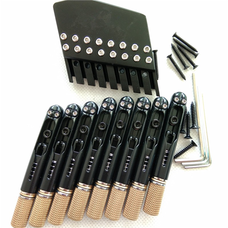Black 8 Strings Headless Electric Guitar Fan Fretted Bridge Metal ...