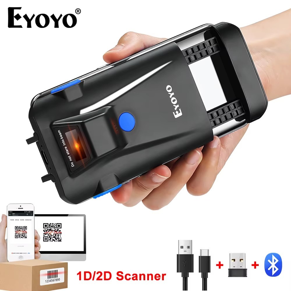 Eyoyo EY-024 Back Clip-On Portable 2D Bluetooth Barcode Scanner,Support ...