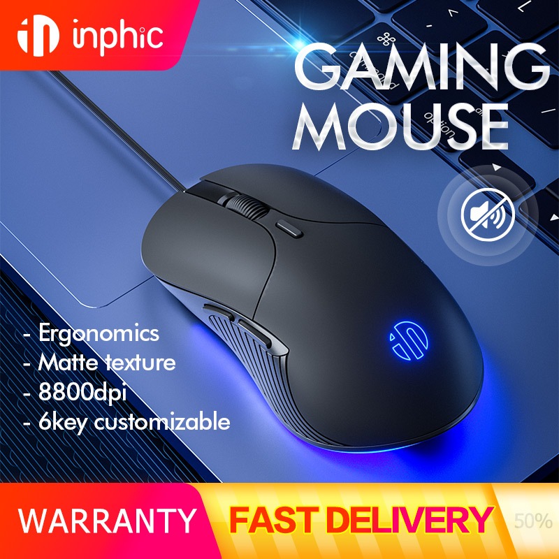 Inphic B1 Wired Gaming Mouse 200 8800dpi Ergonomic 6 Buttons Macro Programmable Optical Mice