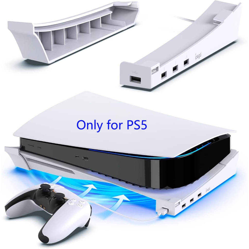 Horizontal Stand for PS5 Console with 4 USB Hubs, Side Stand for ...