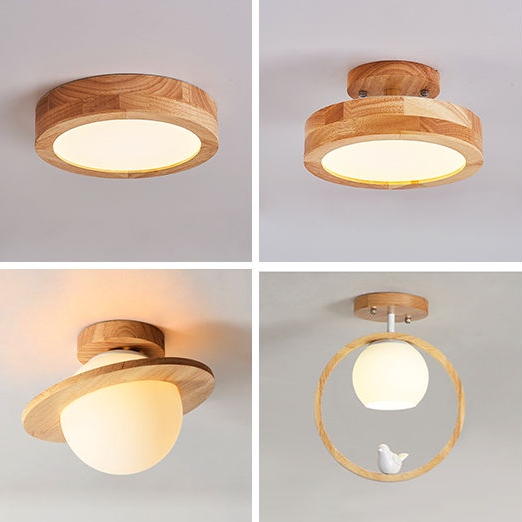 Minimalist Wooden Ceiling Light,Japanese Tatami Wooden Semi-Recessed ...