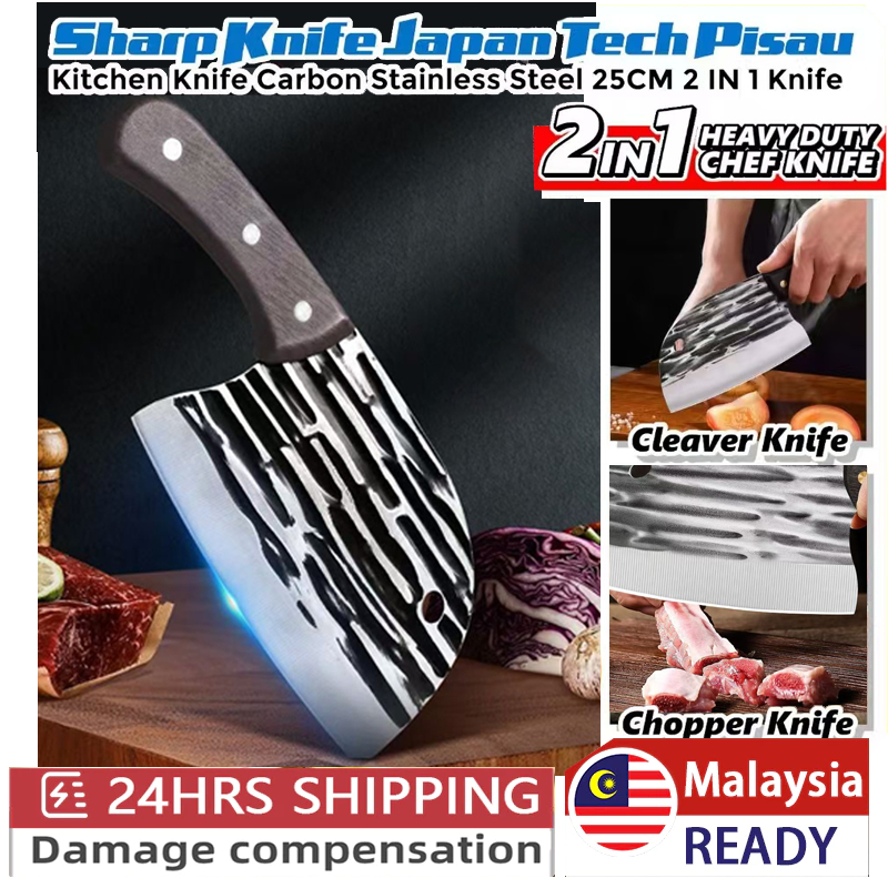 2IN1 Pisau Dapur Jepun Viral Lapah Pisau Potong Daging Tajam Sembelih | Shopee Malaysia