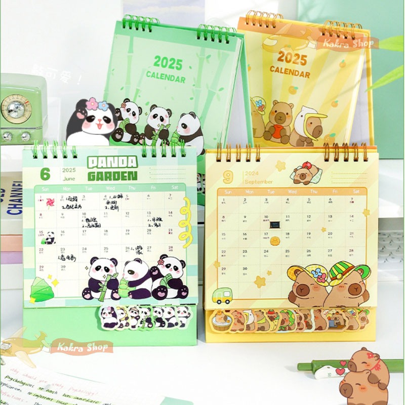 2024-2025 Capybara Desk Calendar Cute Panda Large Monthly Calendar ...