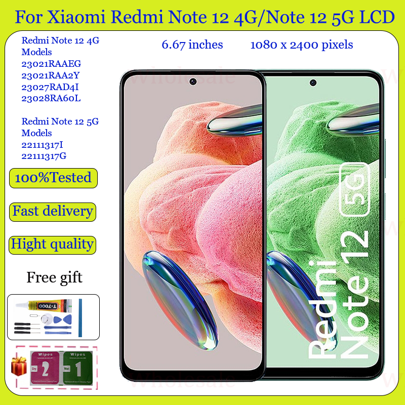 Original AMOLED For Redmi Note 12 4G 5G Note 12S 4G LCD Display Touch ...