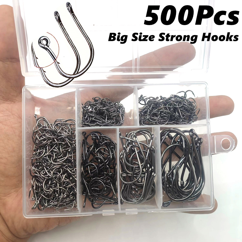500Pcs No. 3-22 Fishing Hooks Set Carbon Steel Single Circle Fishing Hook Fly Fishing Jip Barbed ...