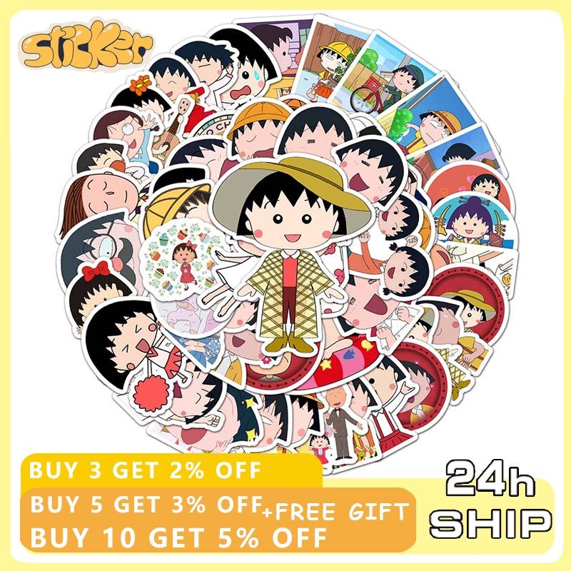 50pcs Chibi Maruko-chan Cartoon Sticker Graffiti Laptop Water Bottle ...