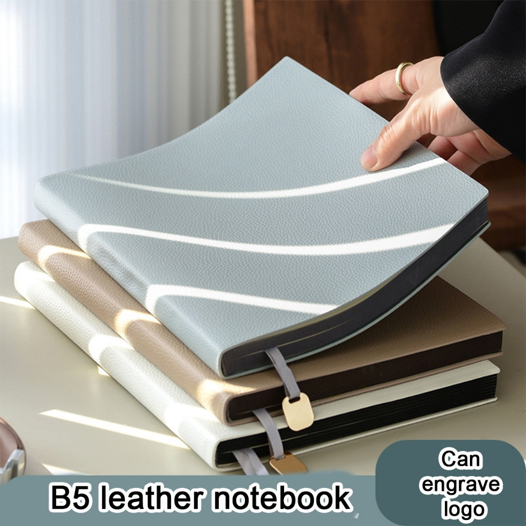 (Can Engrave Logo) B5 thick leather notebook, business notepad, meeting ...