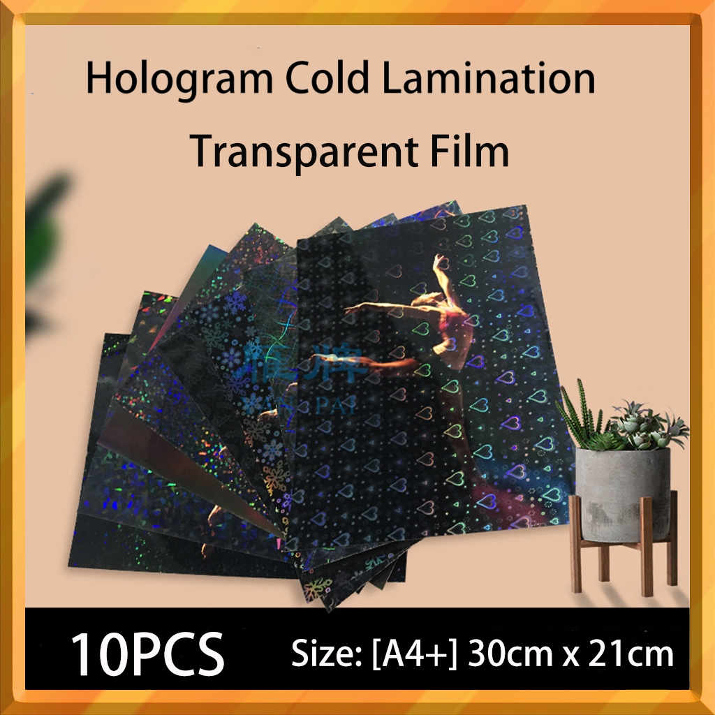 10PCS Transparent Holographic Laminate Sheets Overlay Lamination Vinyl ...