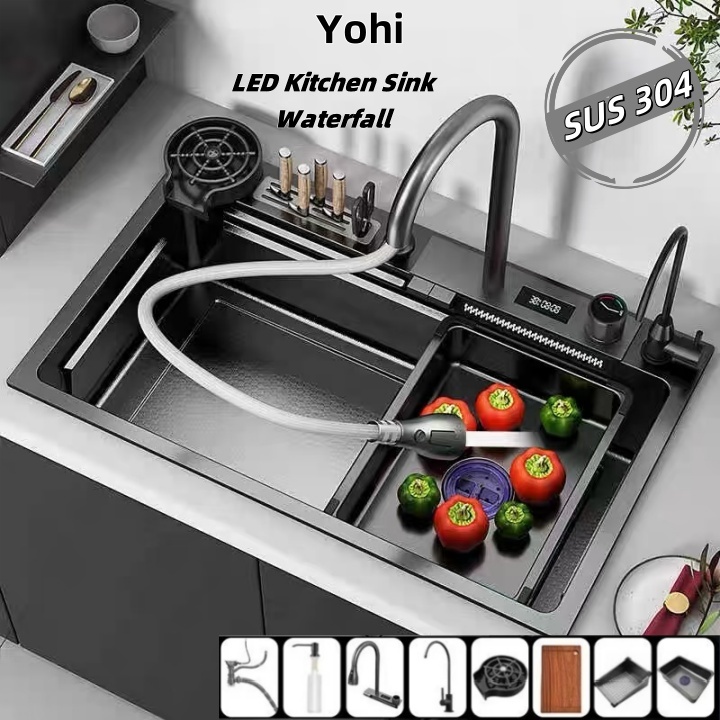 🔔Ready stock 🔔Kitchen sink/Sink SUS 304 stainless steel/waterfall ...