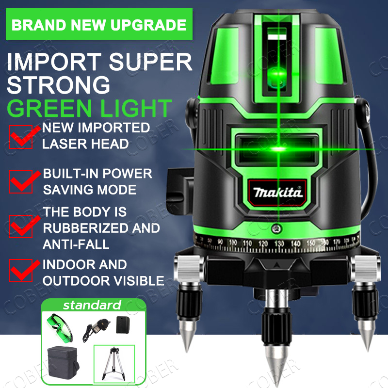 2 Line 5 Line Green Laser Level 360° Rotary Automatic Lazer Level Line ...