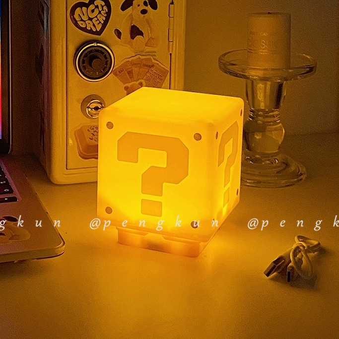 New Super Mario Lamp - Question Mark Square Design, Creative Desktop ...