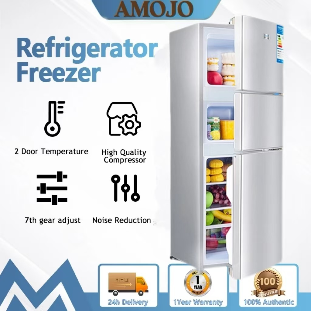 AMOJO Three-Door Mini Refrigerator With Freezer 158L Save Electricity ...