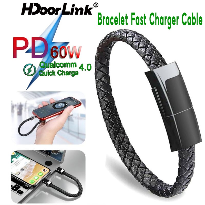 HdoorLink Bracelet Fast Charger Cable PD 60W Portable Wristband ...