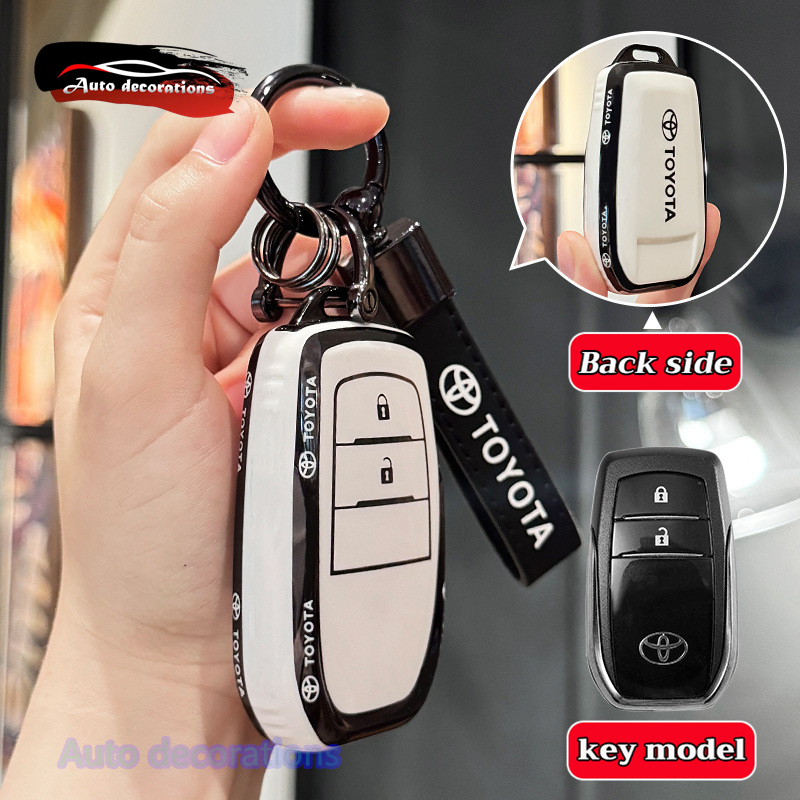 Toyota fortuner hilux revo innova car key covers White shell black edge ...