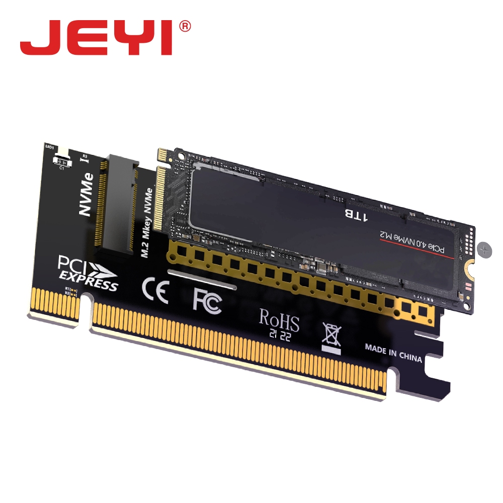 JEYI M.2 NVME to PCIe 4.0 x16 Adapter, M.2 NVMe SSD to PCI-e 4.0 Expansion Card, Supports 2280 ...