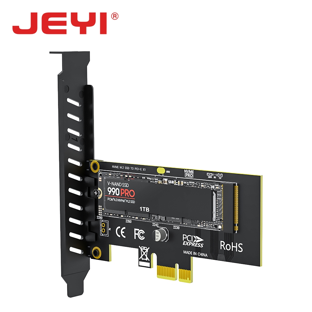 JEYI M.2 NVME SSD to PCIe 4.0 x1 Adapter Card, 2280 SSD PCIE X1 Expansion Card , PCI-E GEN4 ...