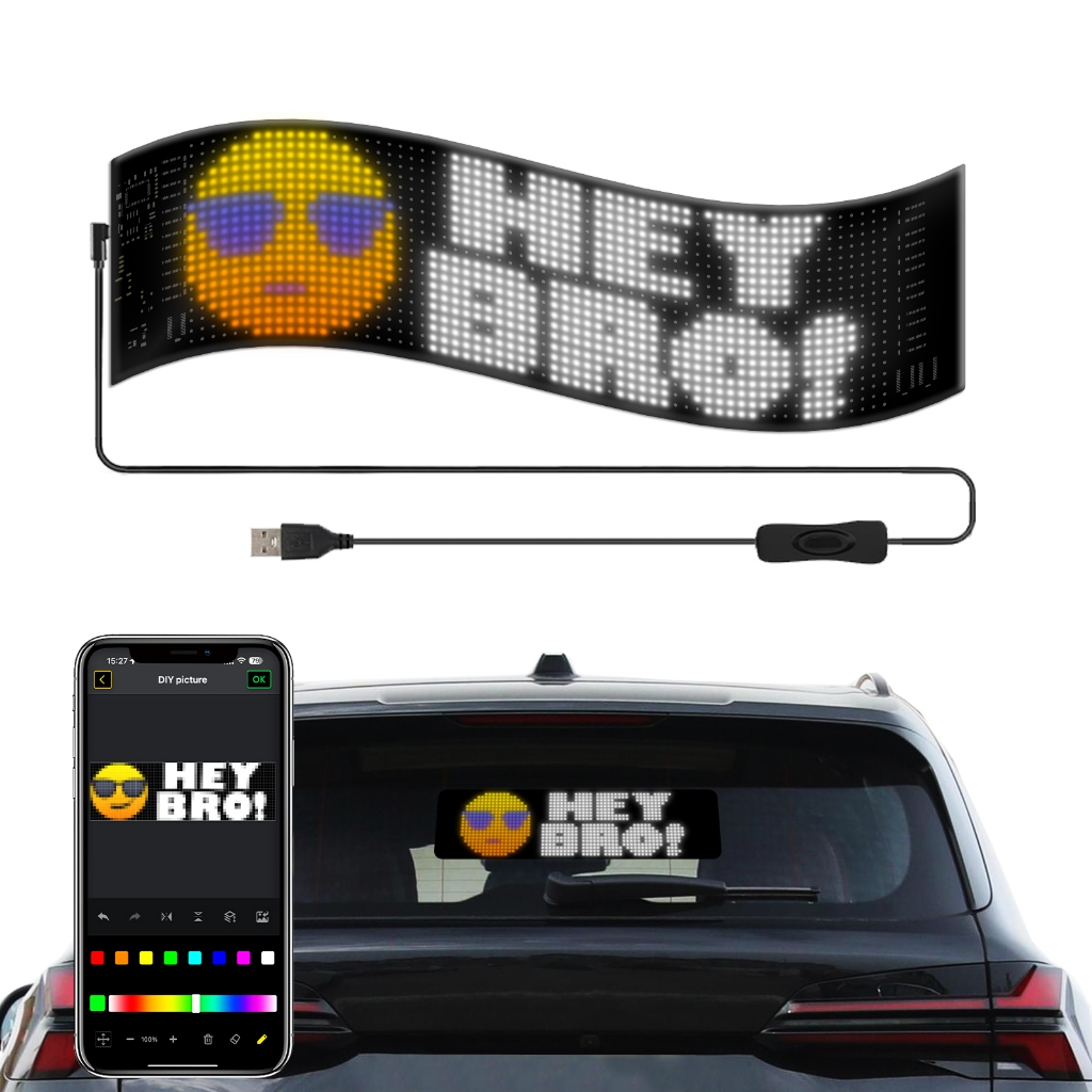 RGB Flexible LED Display Bluetooth Programmable Soft Sign Strip Lights ...