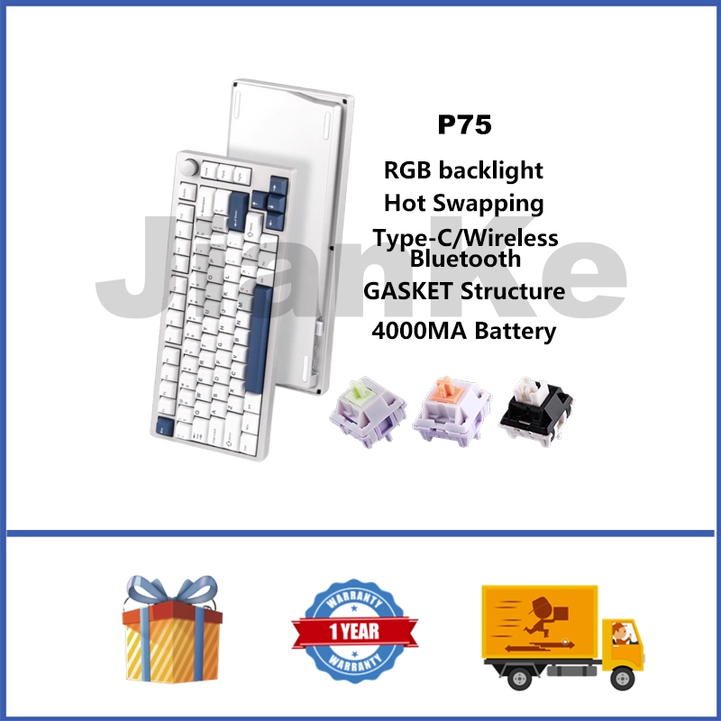 EPOMAKER P75 Wireless Mechanical Keyboard 75% Hot swappable RGB GASKET ...