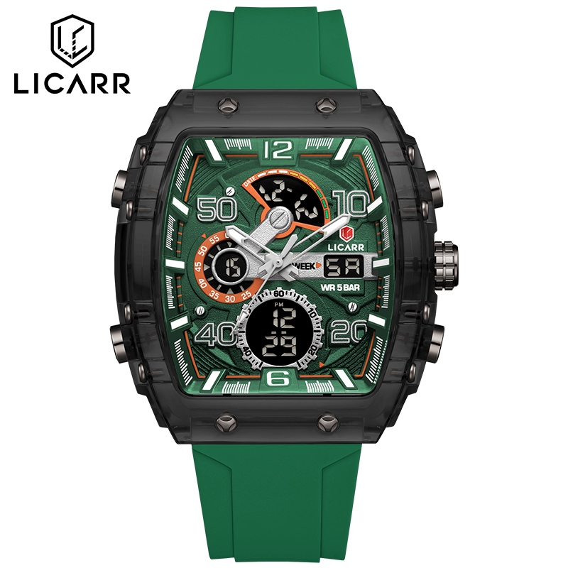 LICARR Waterproof Athleisure Men's Watch Alarm Clock Luminous Date ...