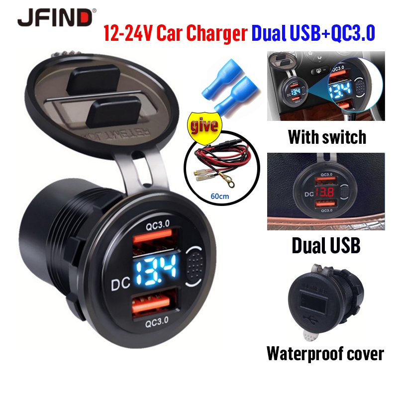 [Local Stock]12V 24V Dual USB QC3.0 Car Charger Cigarette Lighter ...