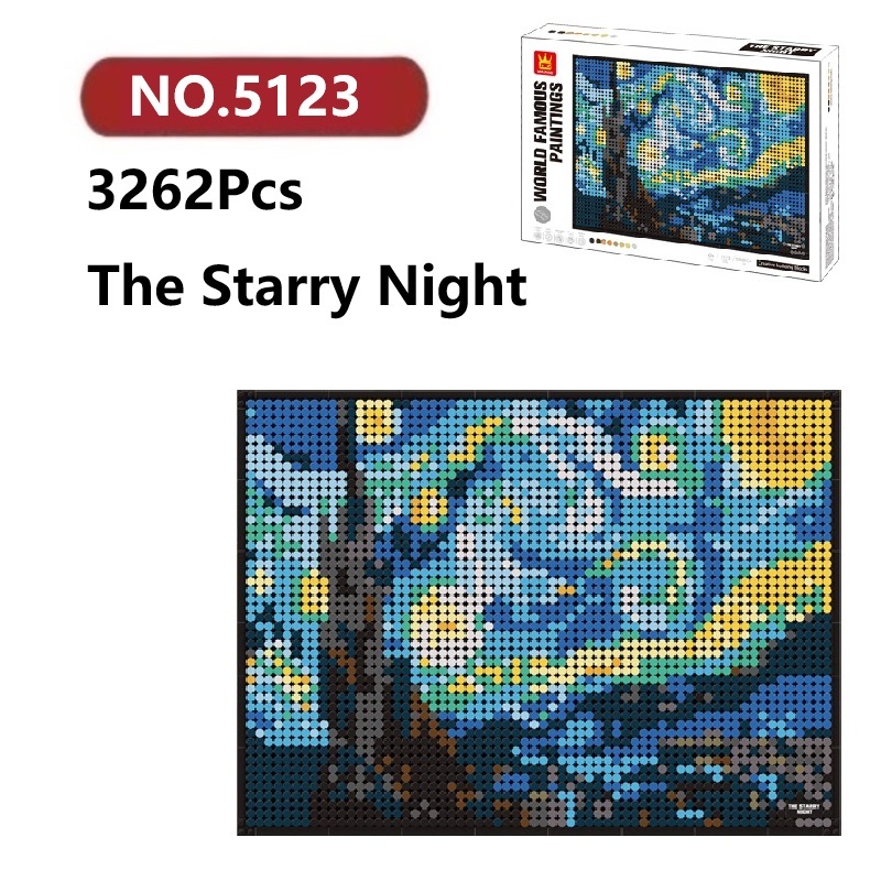 The Starry Night Building Blocks 3262 Pcs WANGE Painting Bricks Toy Set ...