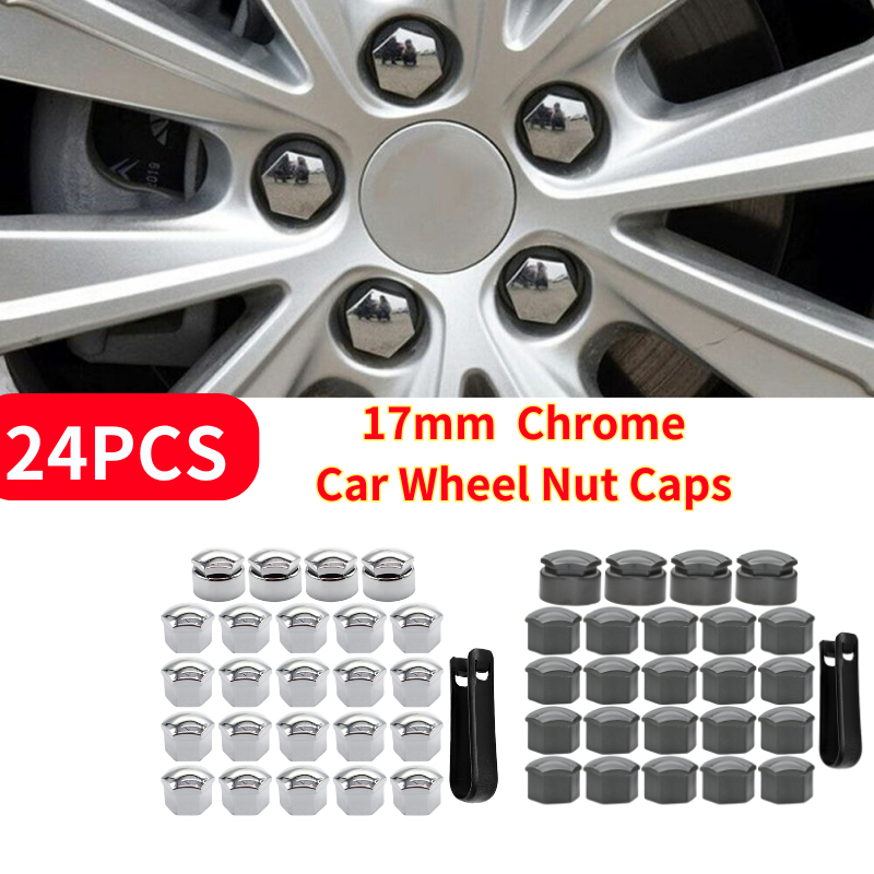 24pcs 17mm Chrome Car Wheel Nut Caps Protection Covers Caps Anti-Rust ...
