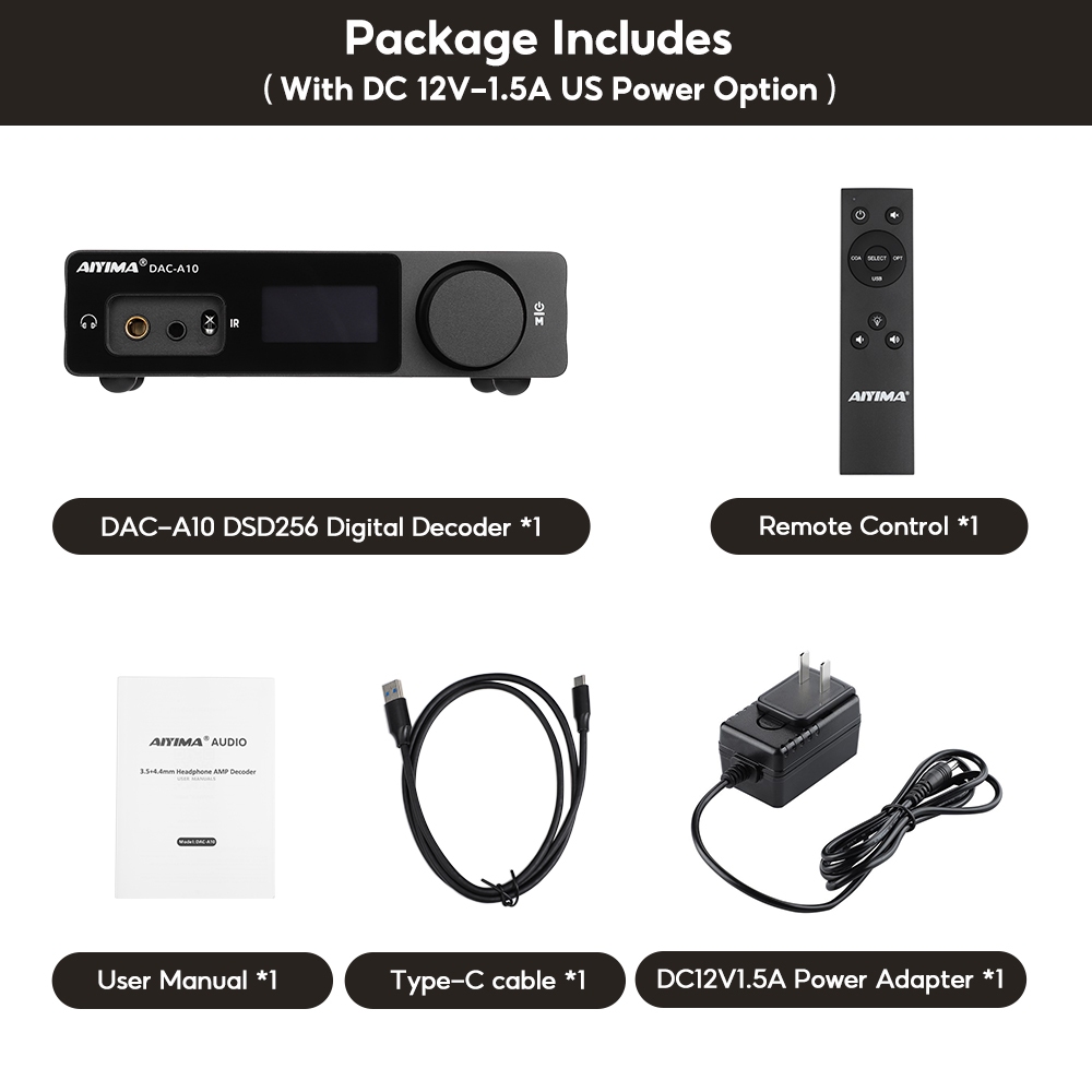 AIYIMA DAC-A10 Mini Stereo Audio Decoder Headphone Amplifier 16-600Ω ESS9018K2M USB Coaxial ...