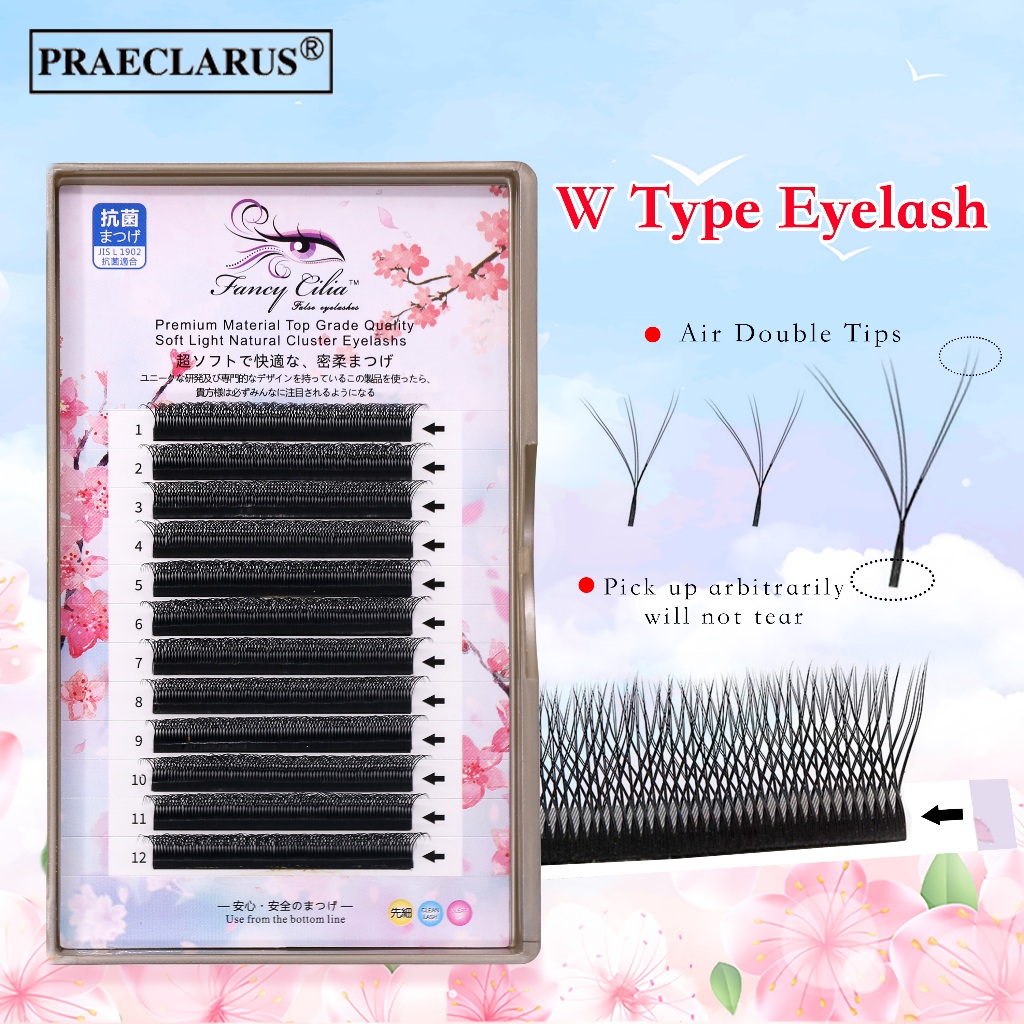 W Type Eyelashes Extension Thickness 0.07mm Premium Materials Handwoven ...