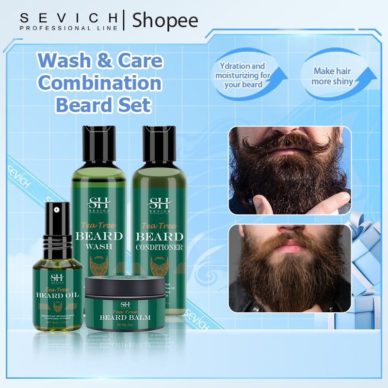 SEVICH Beard Wash Set （Shampoo + Conditioner + Beard cream + Beard oil ...