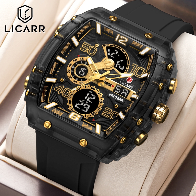 LICARR Brand Fashion Men's Watch Double Display Original Waterproof ...