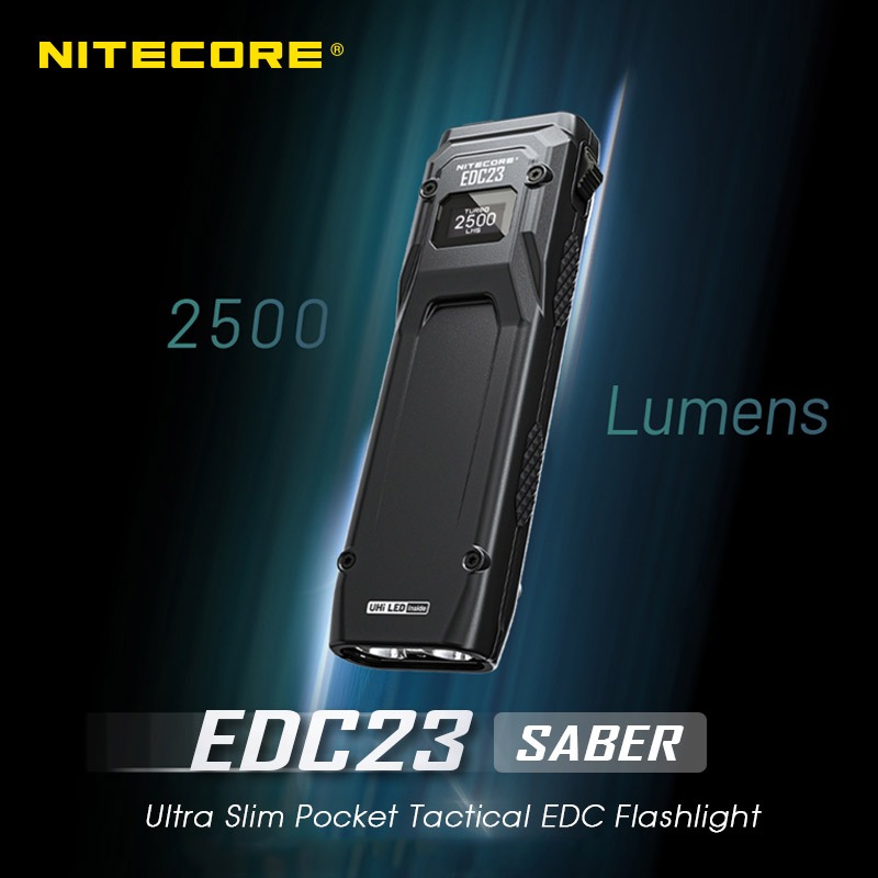 NITECORE EDC23 Ultra Slim EDC Flashight 2500 Lumens USB-C Rechargeable Pocket Small Tactical ...