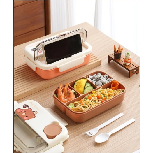 Four compartments lunch box student lunch box work microwave oven lunch ...